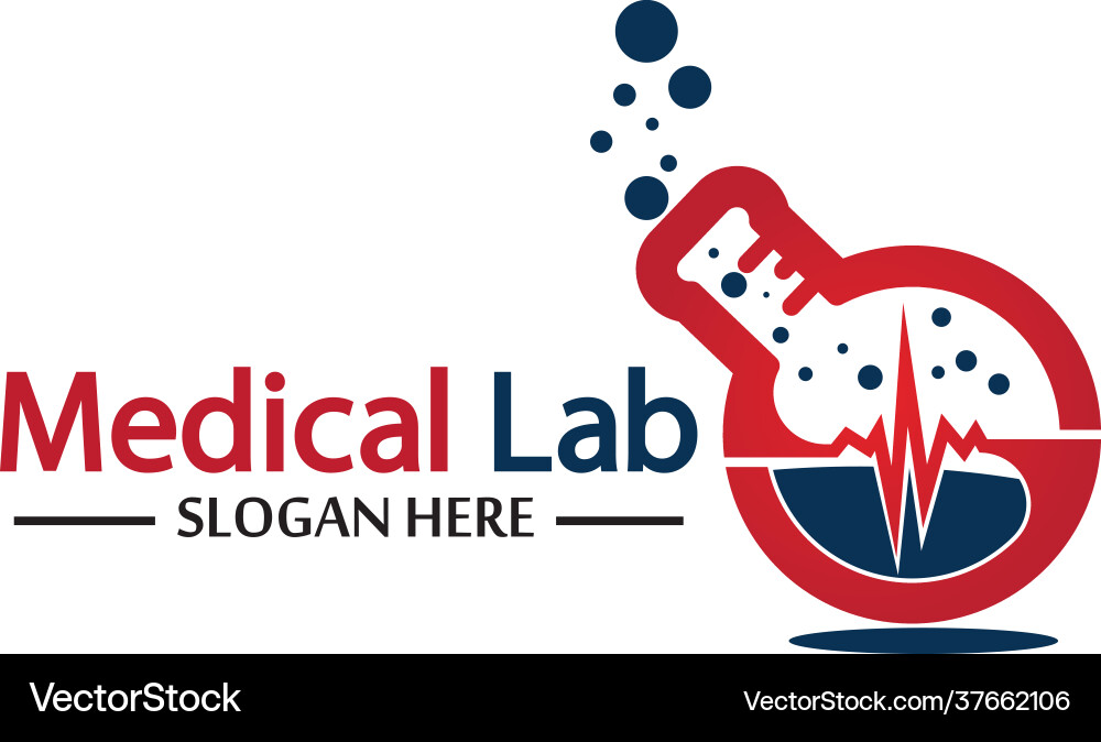 Medical lab logo template design emblem Royalty Free Vector