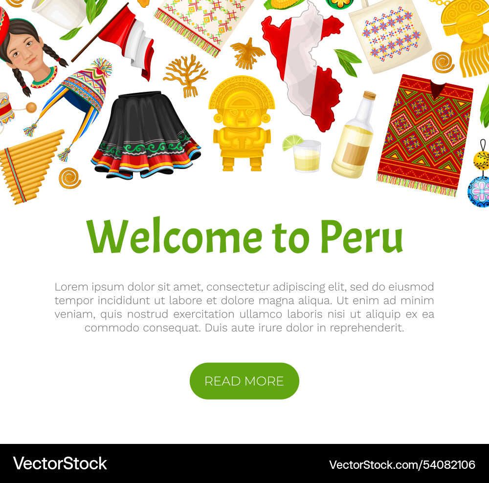 Traditionelles Peru-Banner-Design mit Symbolen Vektorbild