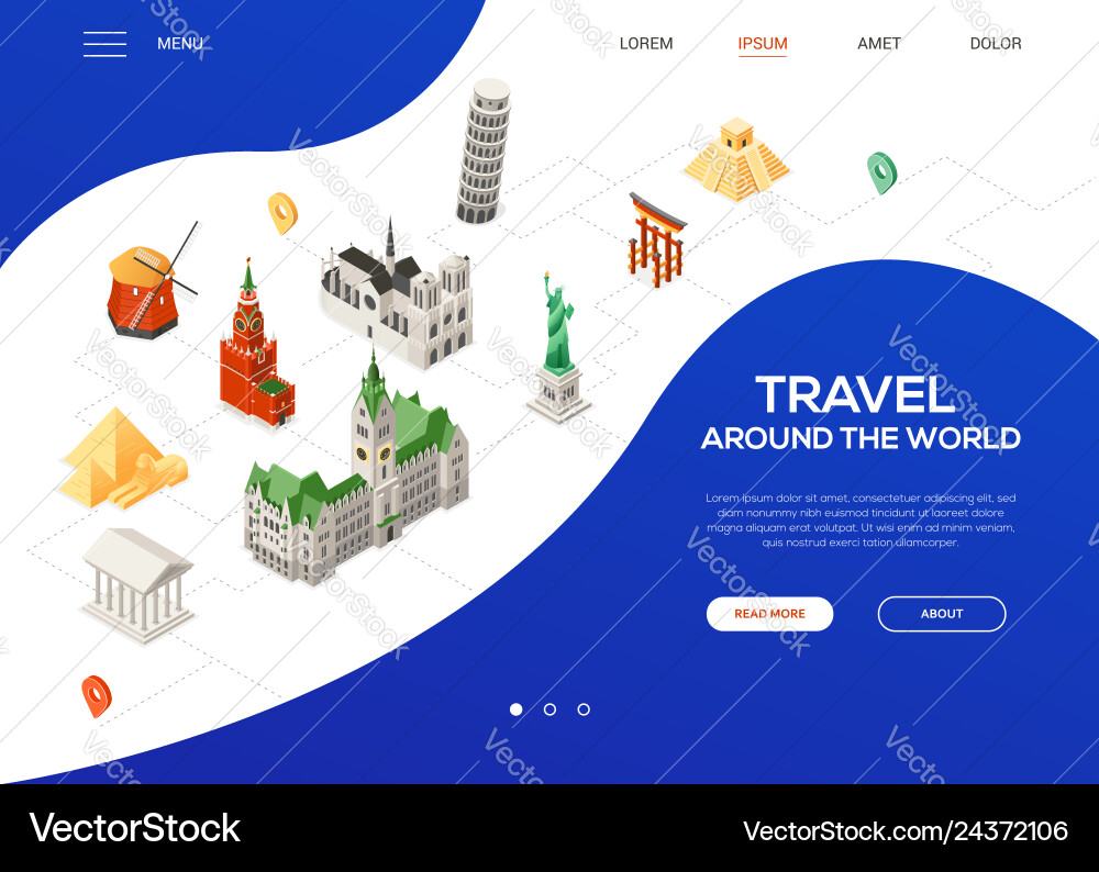 Travel around the world - colorful isometric web Vector Image