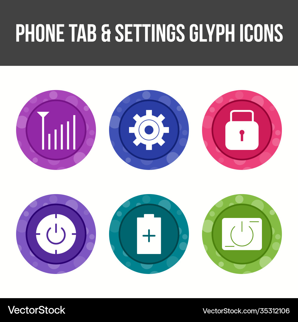 Unique phone tab and settings icon set Royalty Free Vector