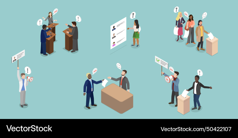 3d isometric flat of political Royalty Free Vector Image