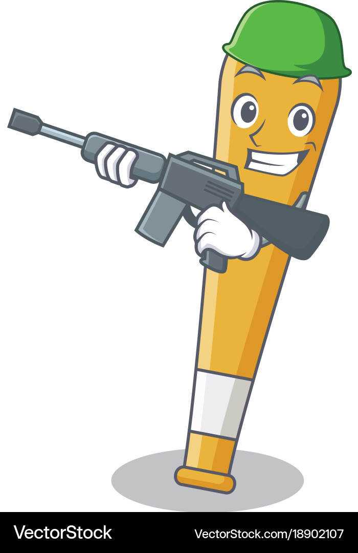 Army baseball bat character cartoon Royalty Free Vector