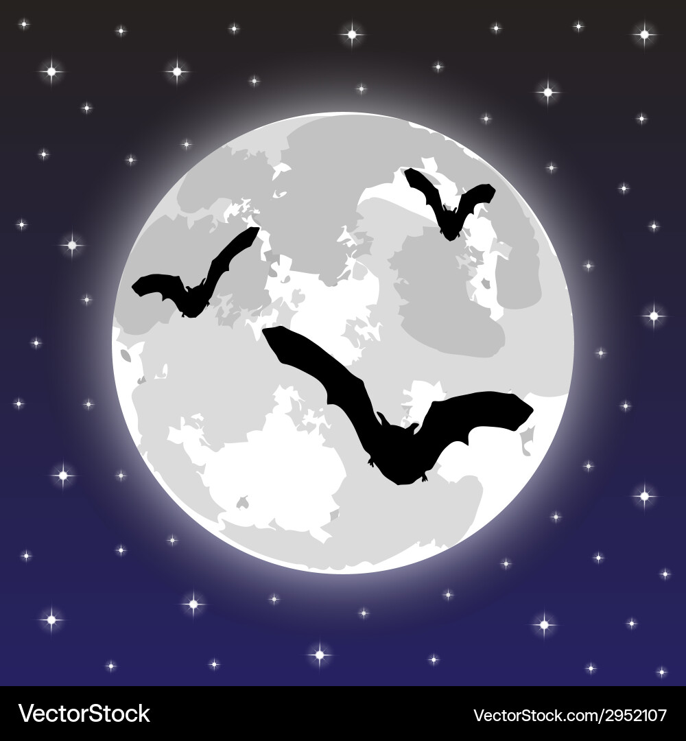 Bats on the background of full moon Royalty Free Vector