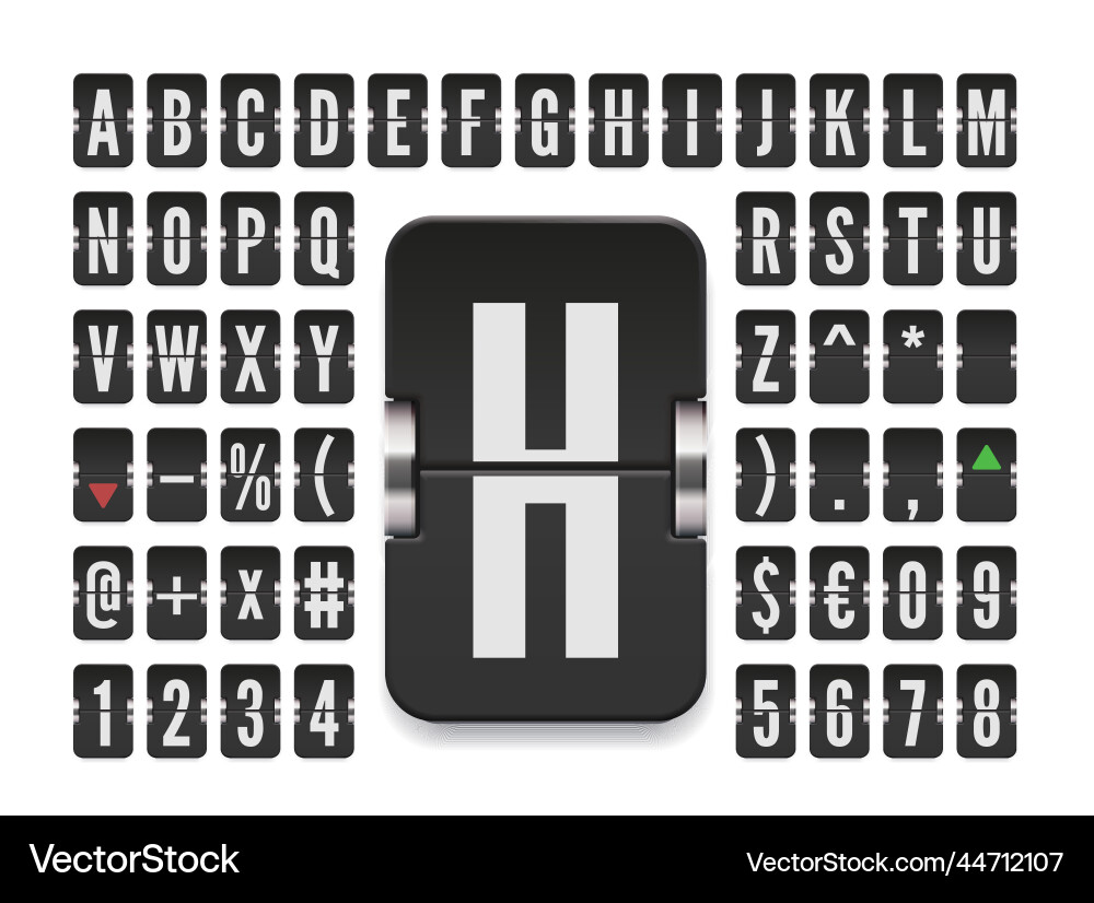 Black flip board narrow font for stock exchange Vector Image