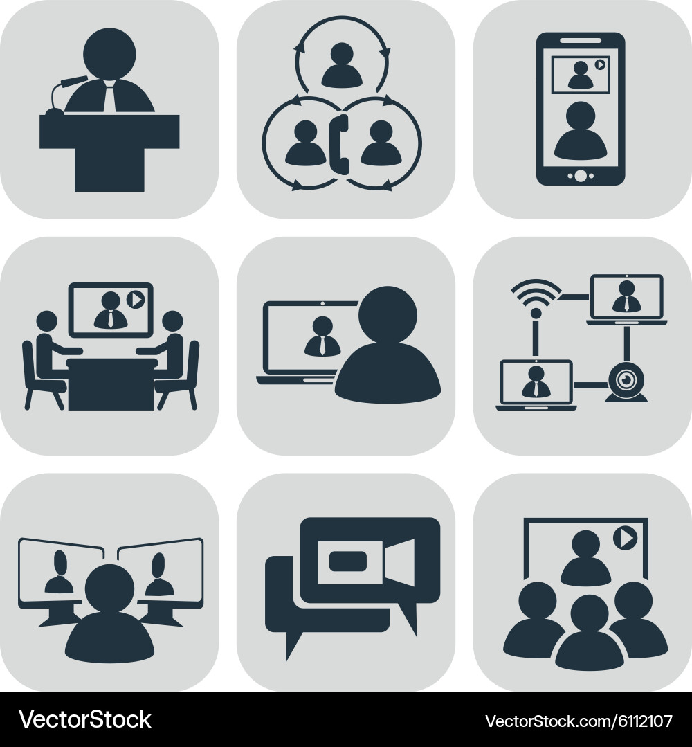 Business communication video conference Royalty Free Vector