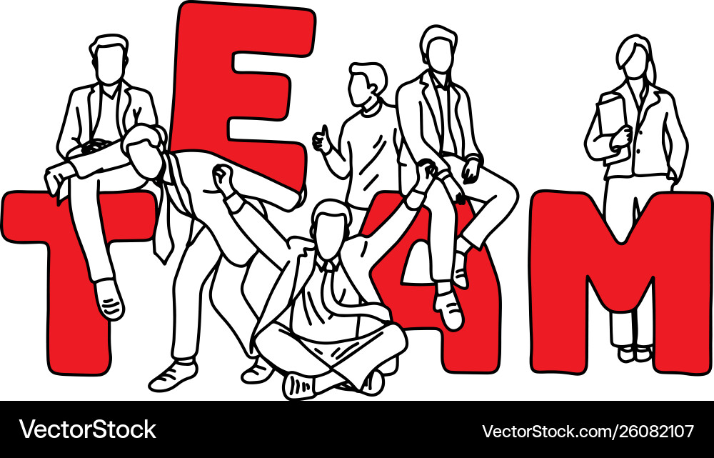 Businesspeople with big word team Royalty Free Vector Image