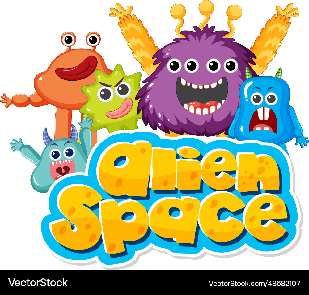Cute alien monster friends in different colors Vector Image