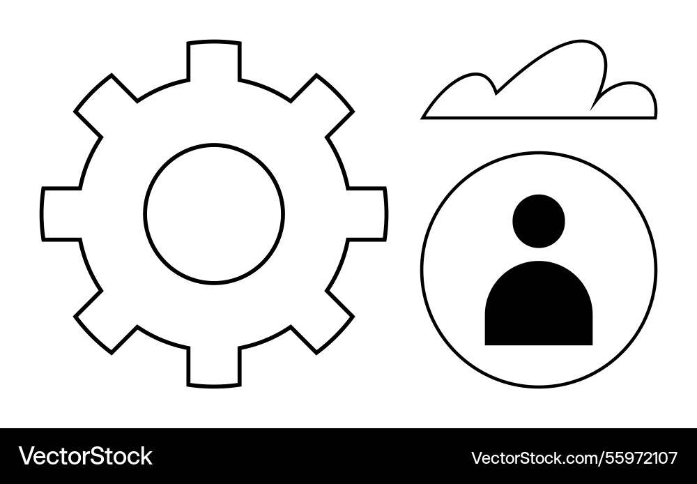 Gear cloud and user icon representing technology Vector Image