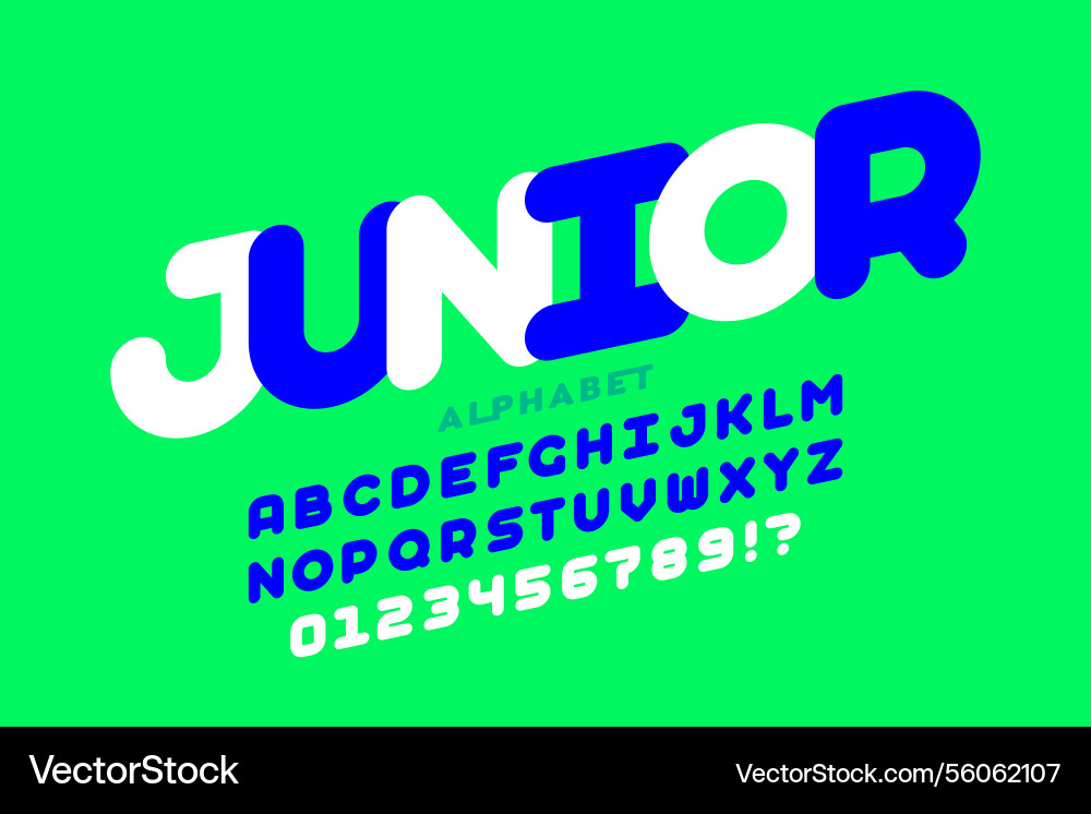 Junior kids style font alphabet letters Royalty Free Vector