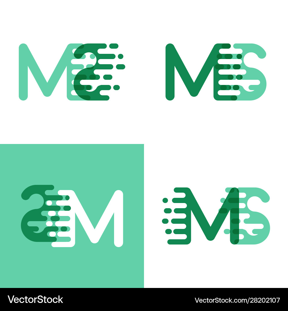 Ms letters logo with accent speed in light green Vector Image