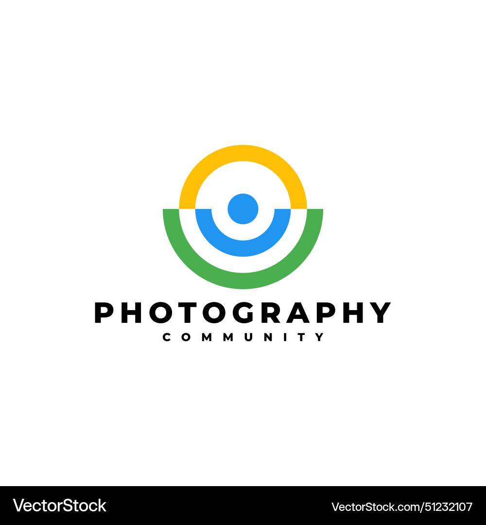 Photography community people lens camera logo Vector Image
