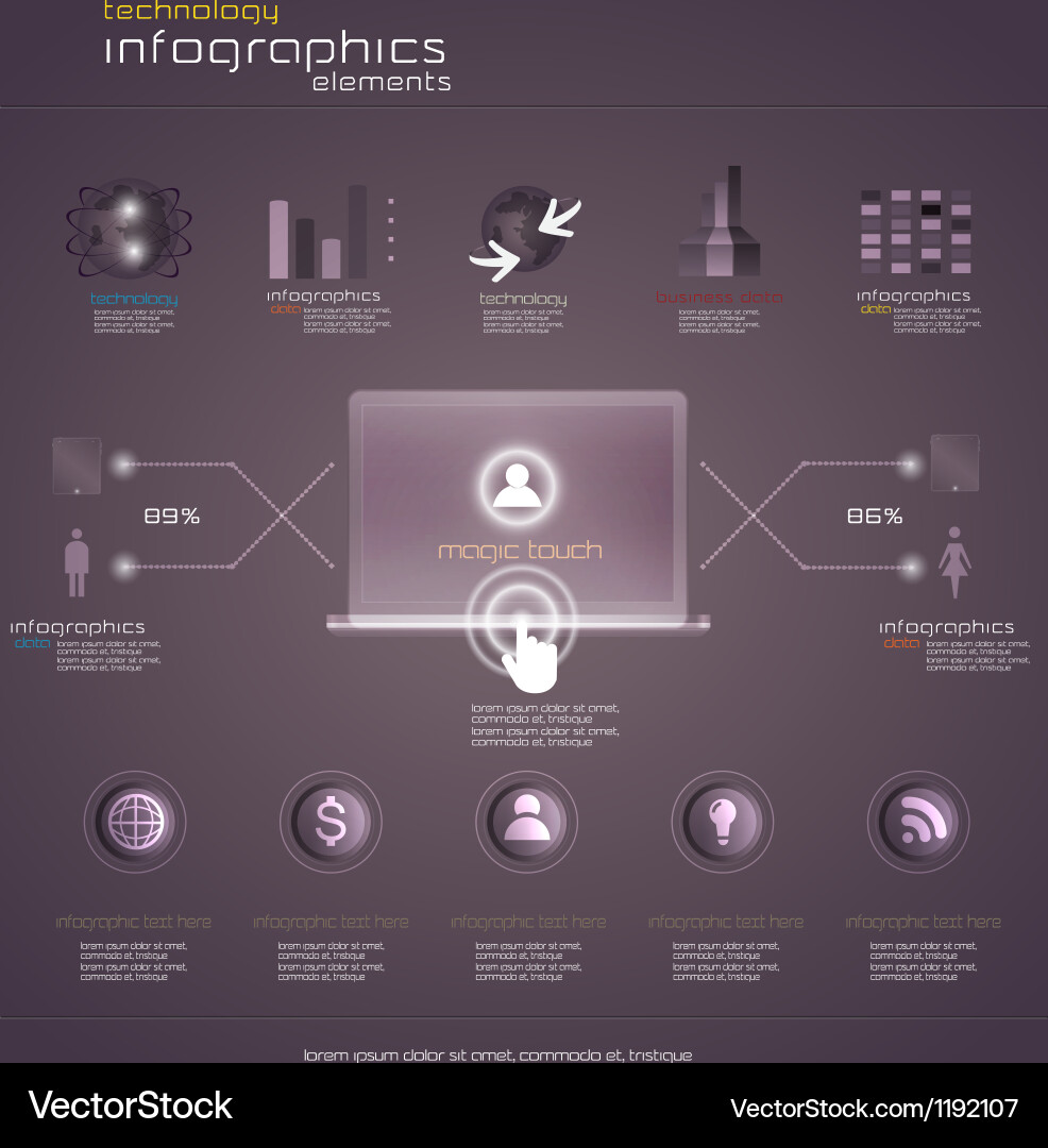 Purple infograph Royalty Free Vector Image - VectorStock