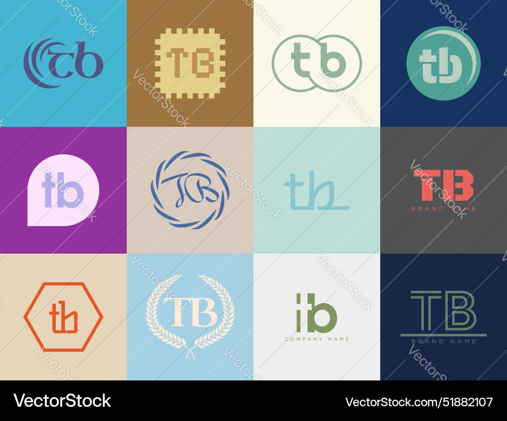 Tb logo company template letter t and b logotype Vector Image