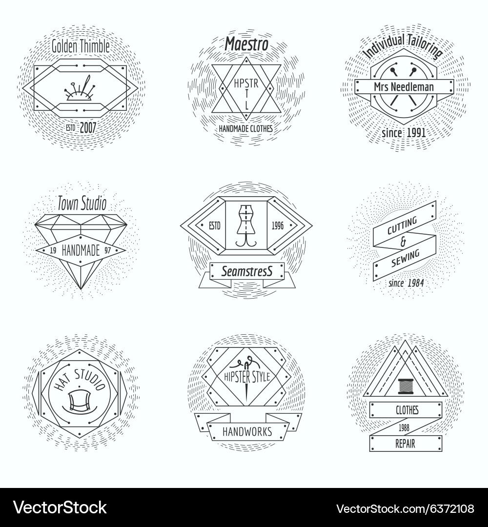 Craft clothes studio sewing workshop logo Vector Image