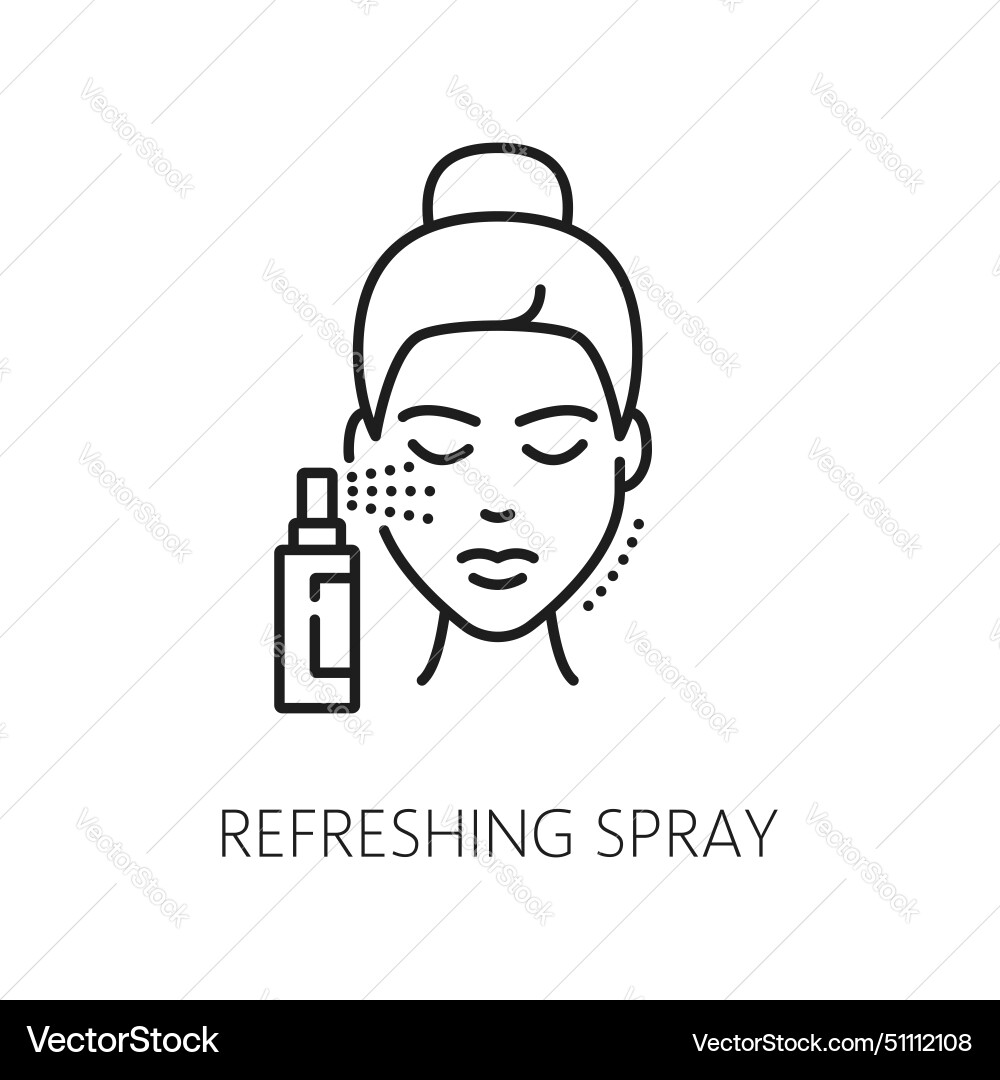 Face skin refreshing spray cosmetology line icon Vector Image