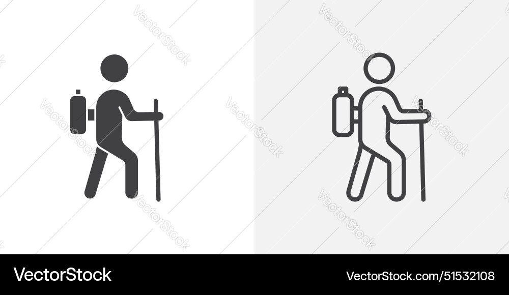 Hiking icon set hiker man symbol mountain Vector Image
