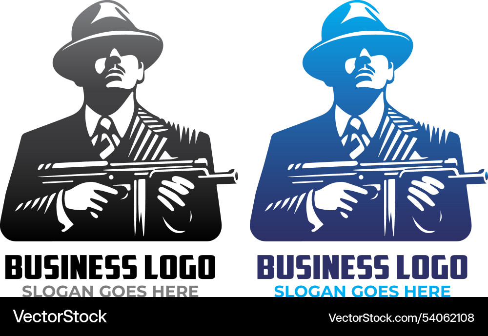 Mafia gangster logo design concept Royalty Free Vector Image