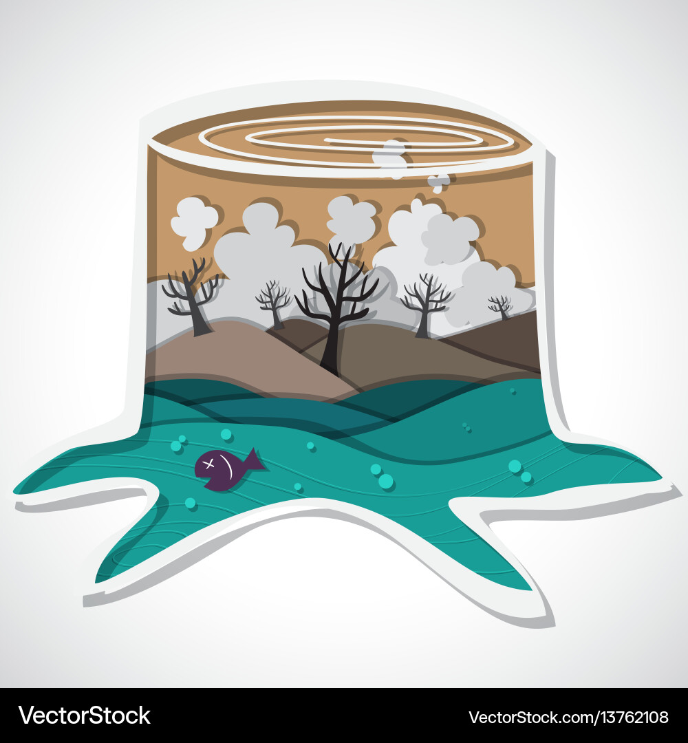 Polluted Tree - Ecology Concept Royalty Free Vector Image