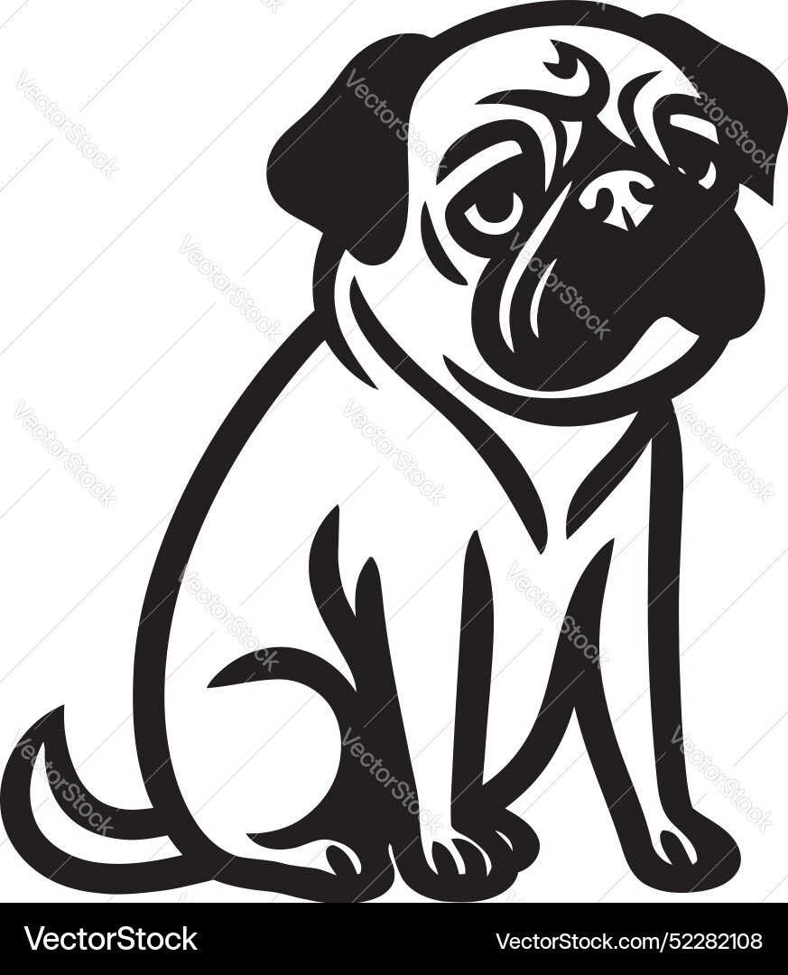Pug ingenuity clever iconic design mastery Vector Image