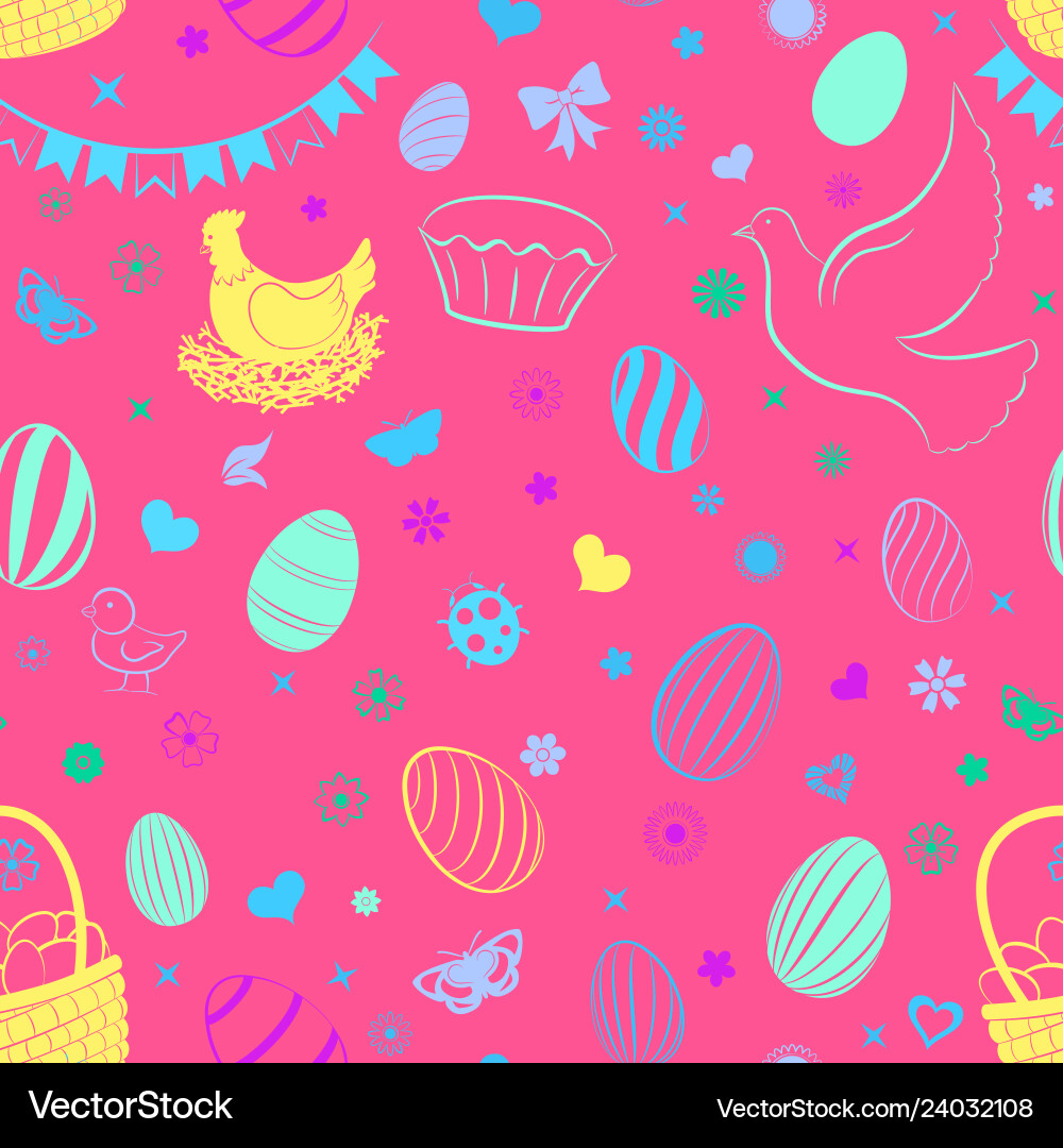 Seamless pattern of easter symbols Royalty Free Vector Image