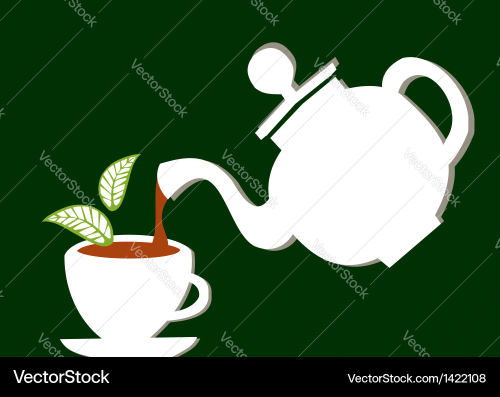 Teapot serving a cup of tea Royalty Free Vector Image