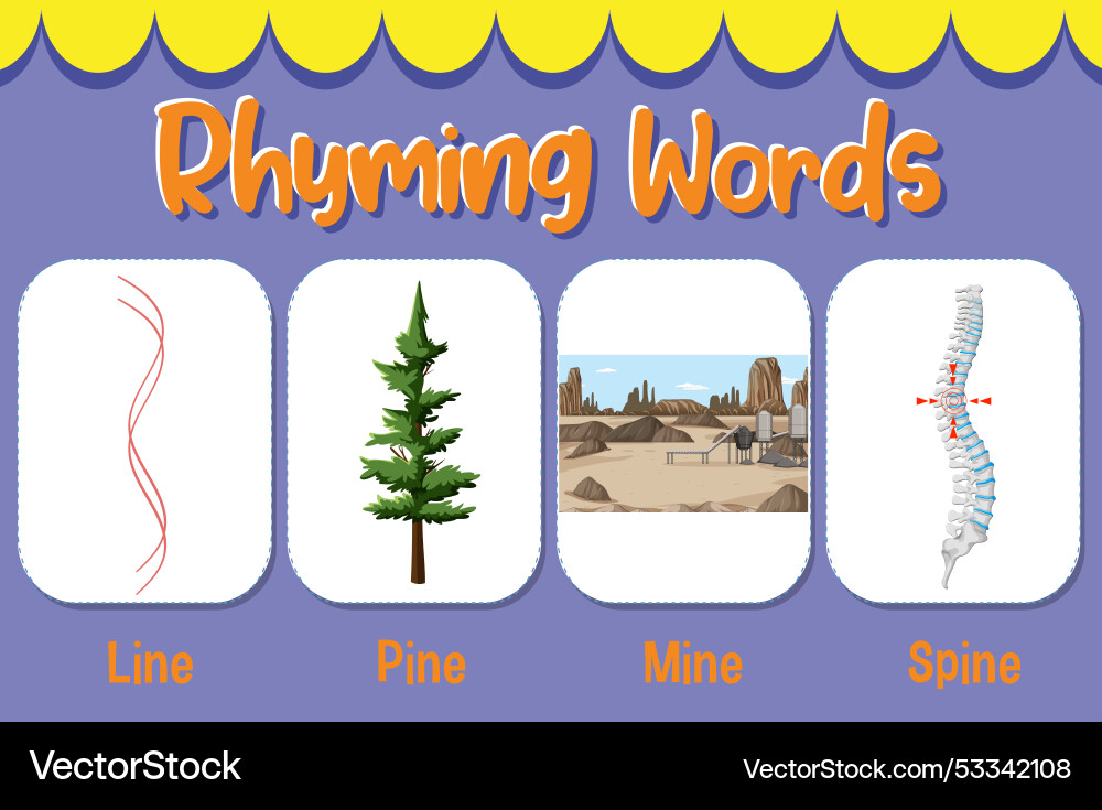 Visual representation of rhyming words Royalty Free Vector