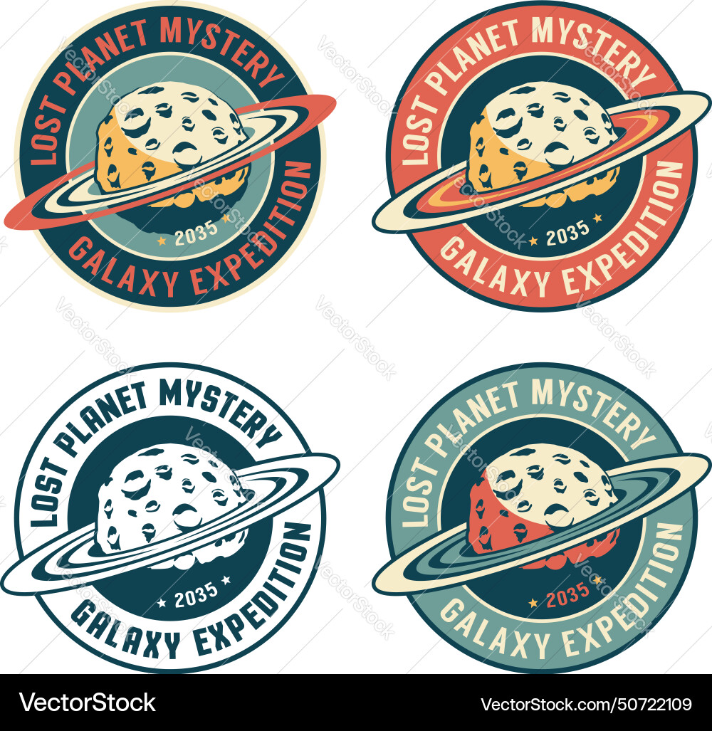 Alien planet - retro space badge Royalty Free Vector Image