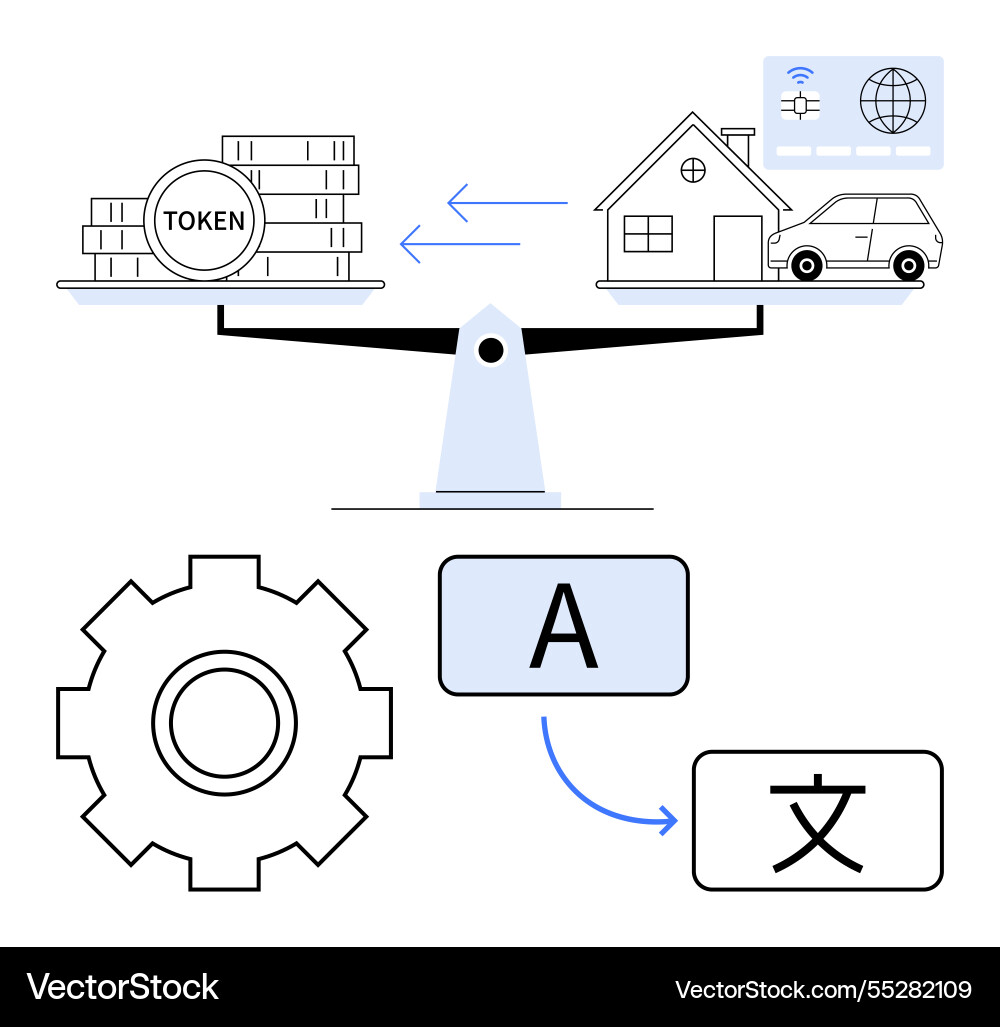 Balancing digital tokens with real-world assets Vector Image