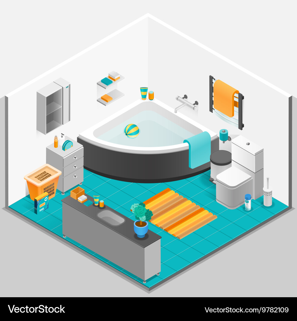 Bathroom interior isometric Royalty Free Vector Image