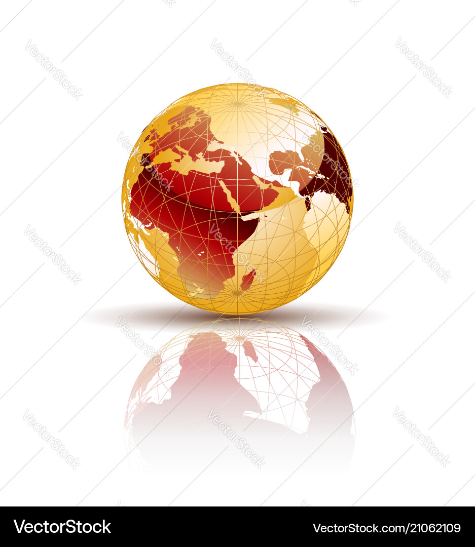 Golden World Globe Royalty Free Vector Image - VectorStock