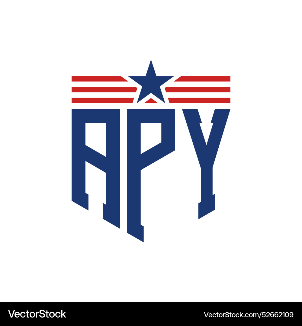 Patriotic apy logo with star and american flag Vector Image