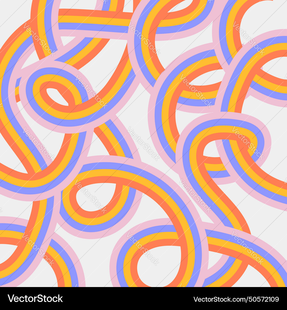 Retro 60s style pattern with pastel color rainbow Vector Image