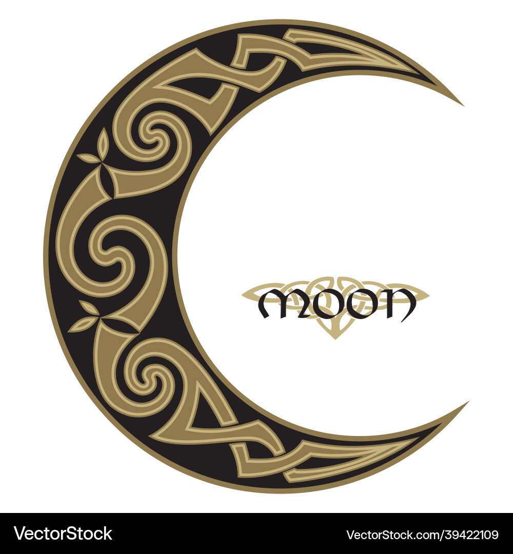 Spiral celtic moon horned design Royalty Free Vector Image