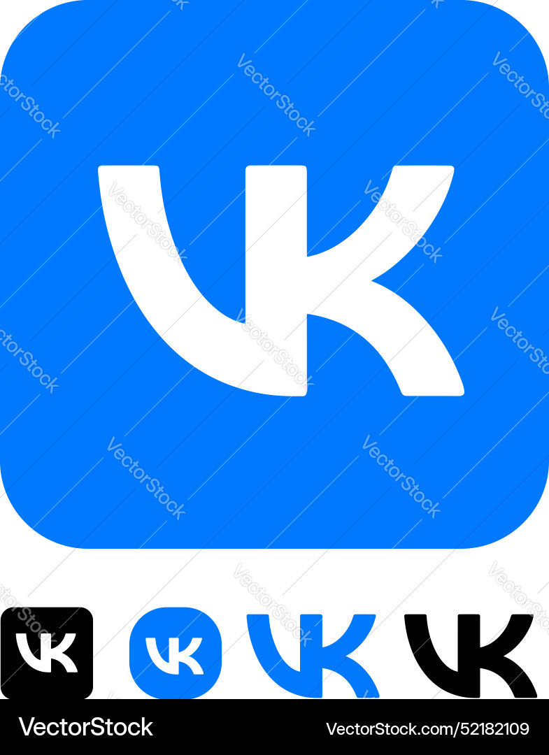 Vk editorial icon and logo Royalty Free Vector Image