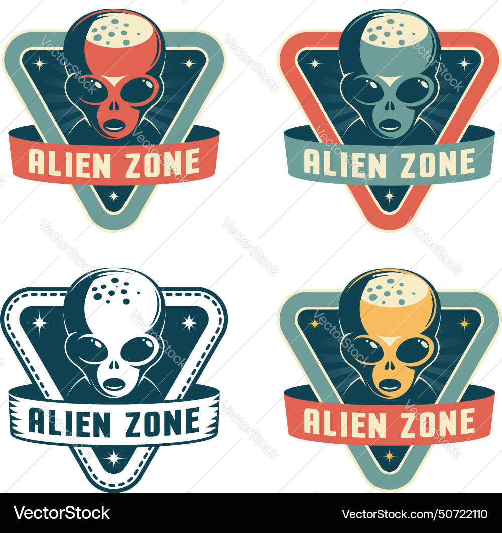 Alien head - retro badge Royalty Free Vector Image