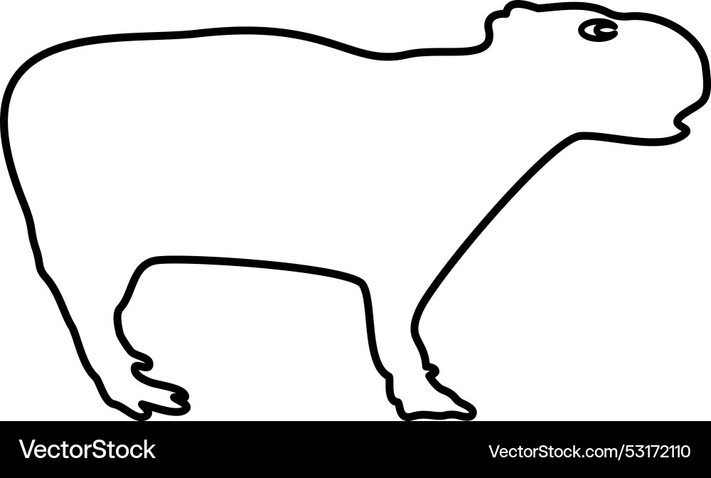 Capybara contour outline line icon black color Vector Image