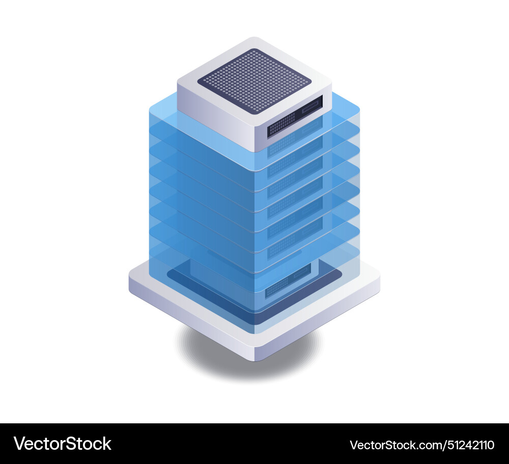 Cloud server technology flat isometric Royalty Free Vector
