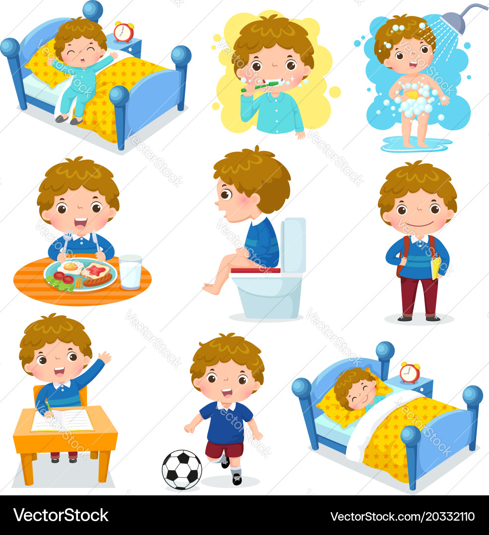 Kid Daily Activities Vector Images (over 2,300)