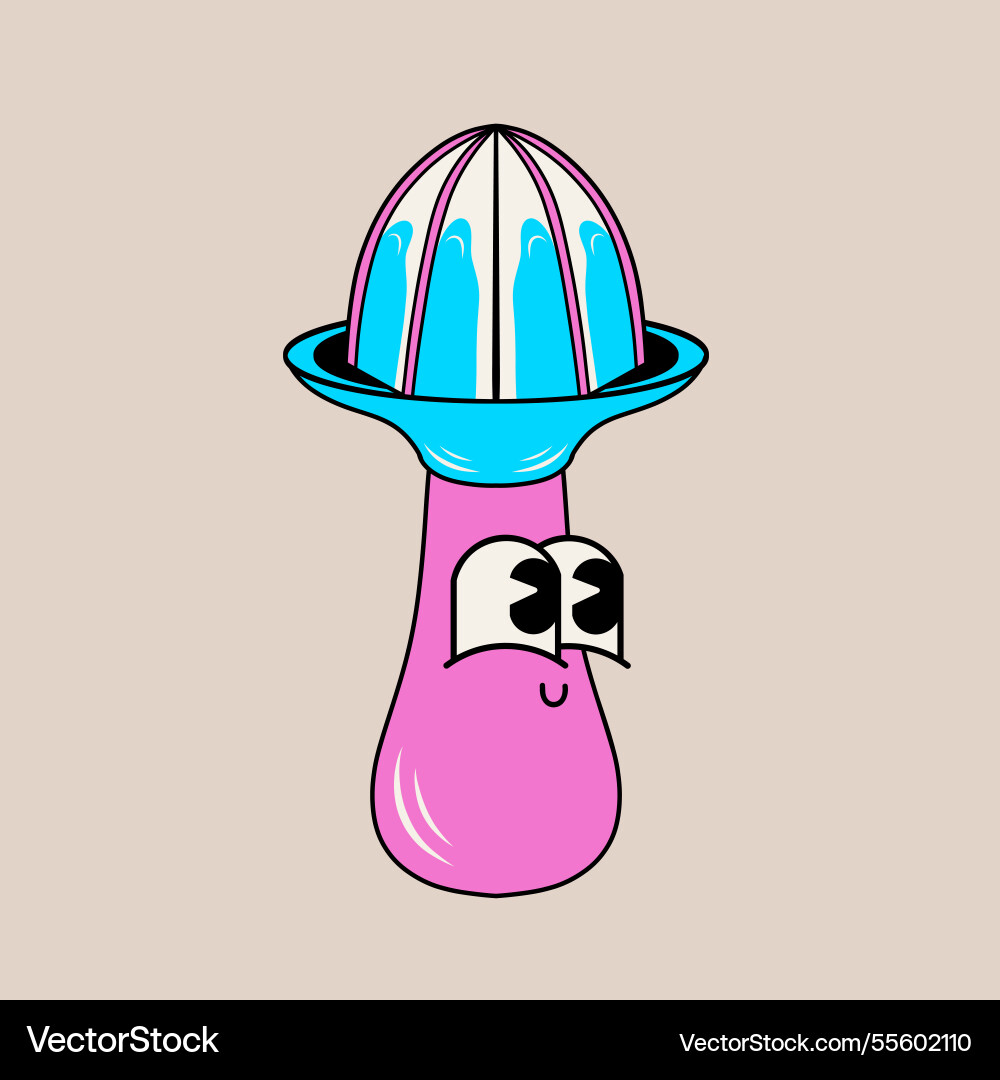 Doodle cute character lemon squeezer sticker Vector Image