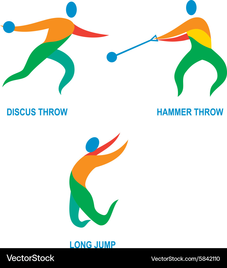 Hammer throw discus long jump icon Royalty Free Vector Image