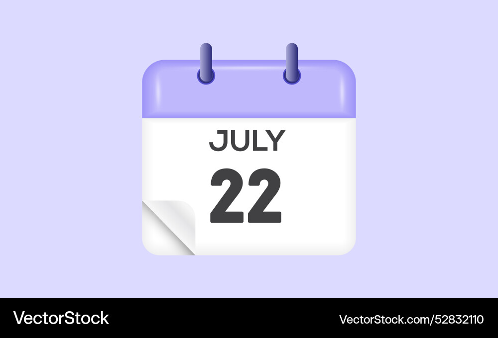 July 22 - calendar and time planner daily Vector Image