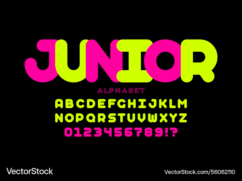 Junior kids style font alphabet letters Royalty Free Vector