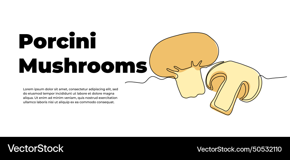 Mushroom one continuous line design vegetable Vector Image