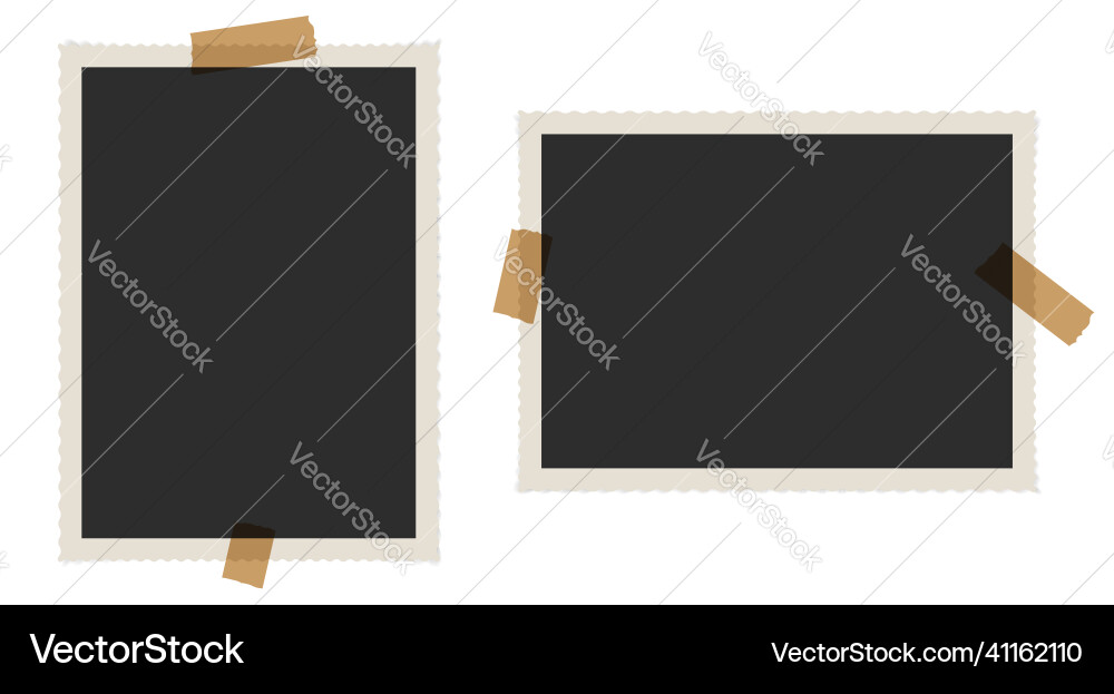 Old photo frames with tape retro 3d snapshots Vector Image