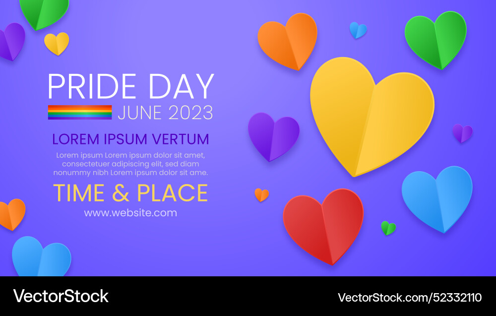 Realistic horizontal banner template for pride Vector Image