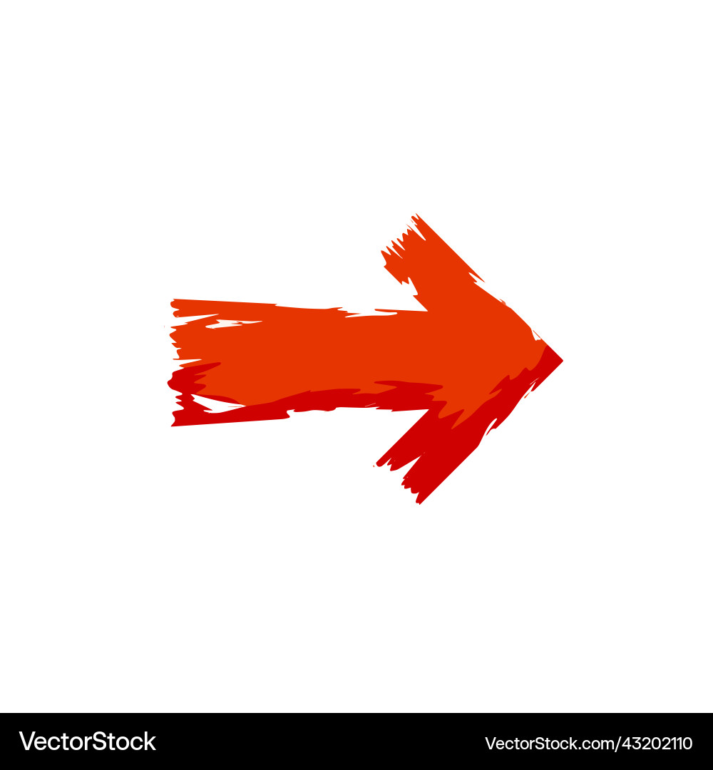Red arrow with ragged edges Royalty Free Vector Image