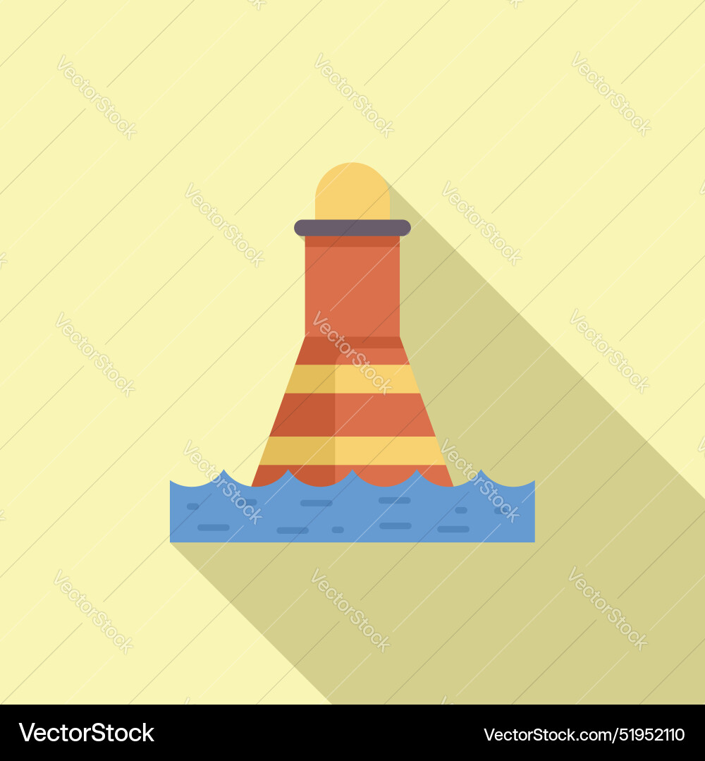 Striped lighthouse tower emitting light guiding Vector Image