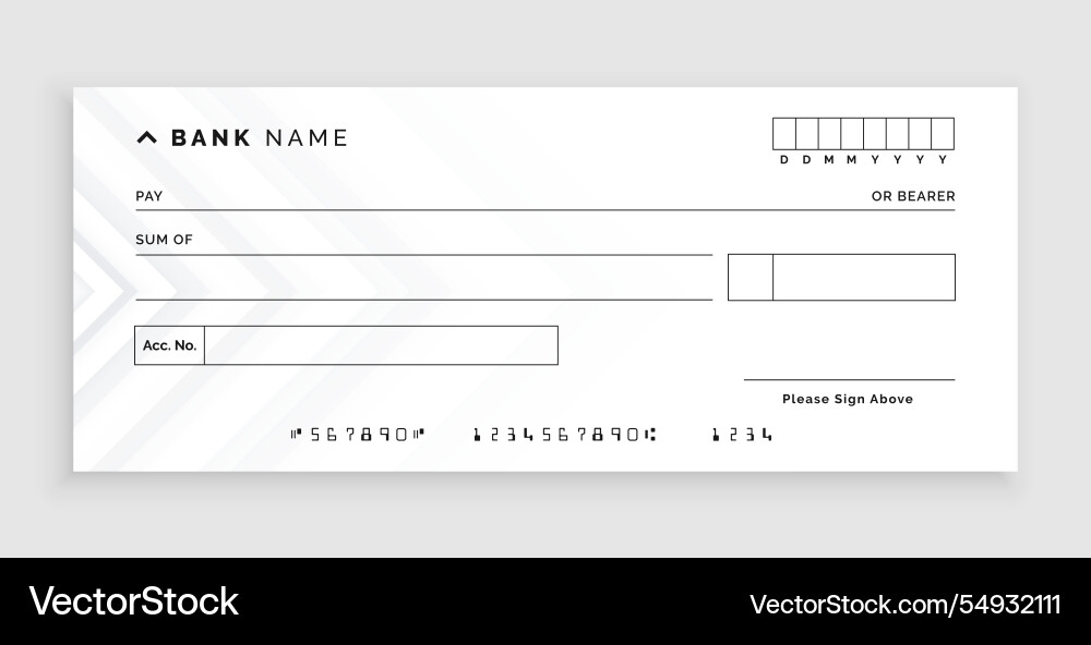 Blank bank cheque check draft mockup design Vector Image