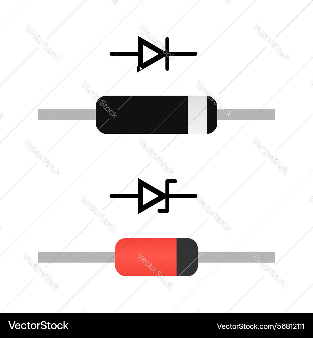 Diode and zener icon on white background Vector Image