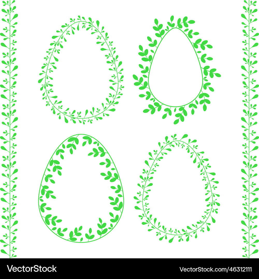 Easter egg shape decorative frames festive floral Vector Image